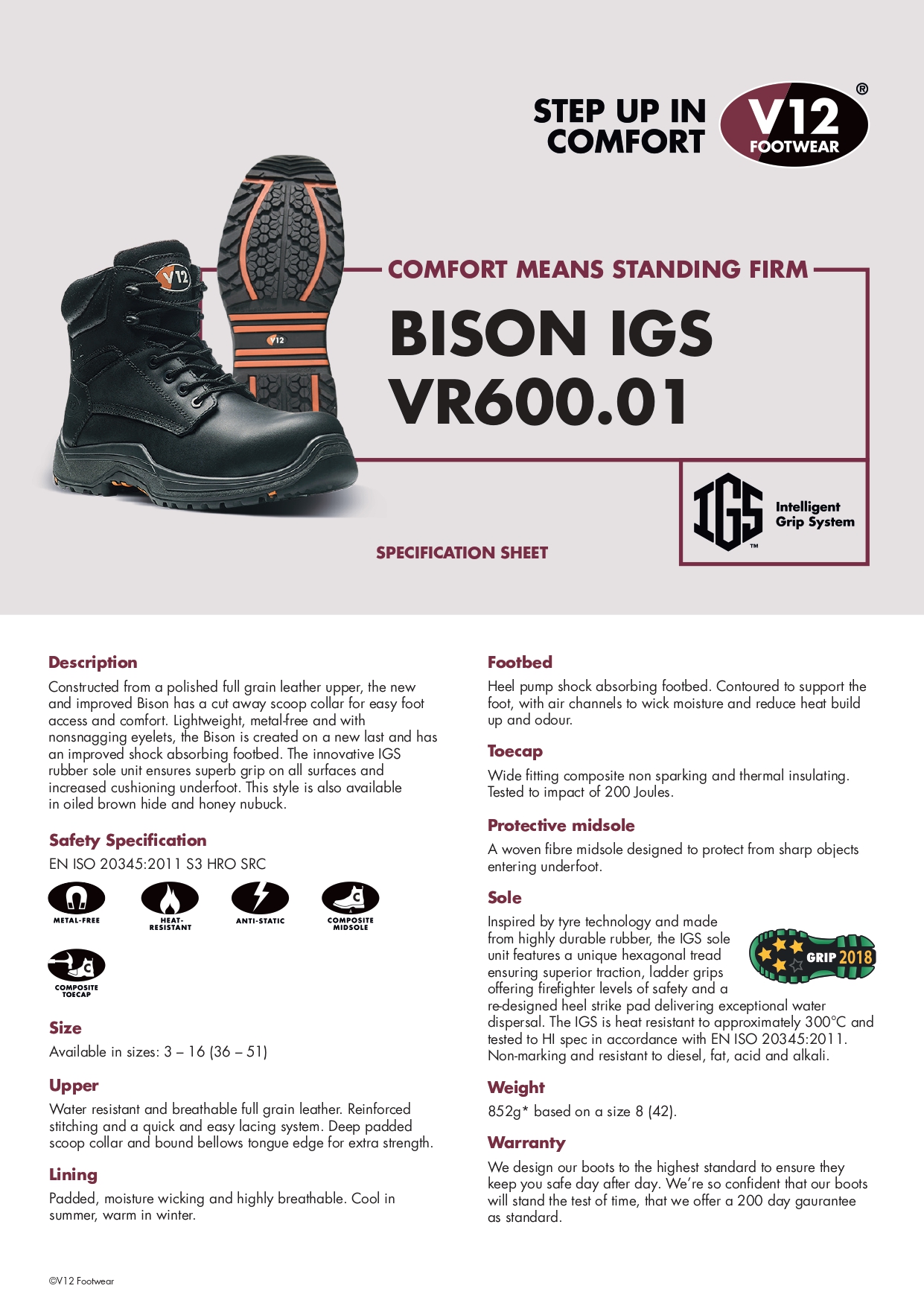 V12 Bison Boot. V12 Bison Boot. Universal Site Supplies