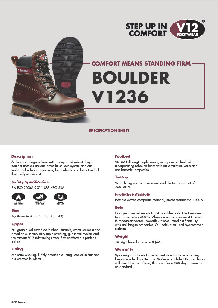 V12 Boulder Boot. V12 Boulder Boot. Universal Site Supplies