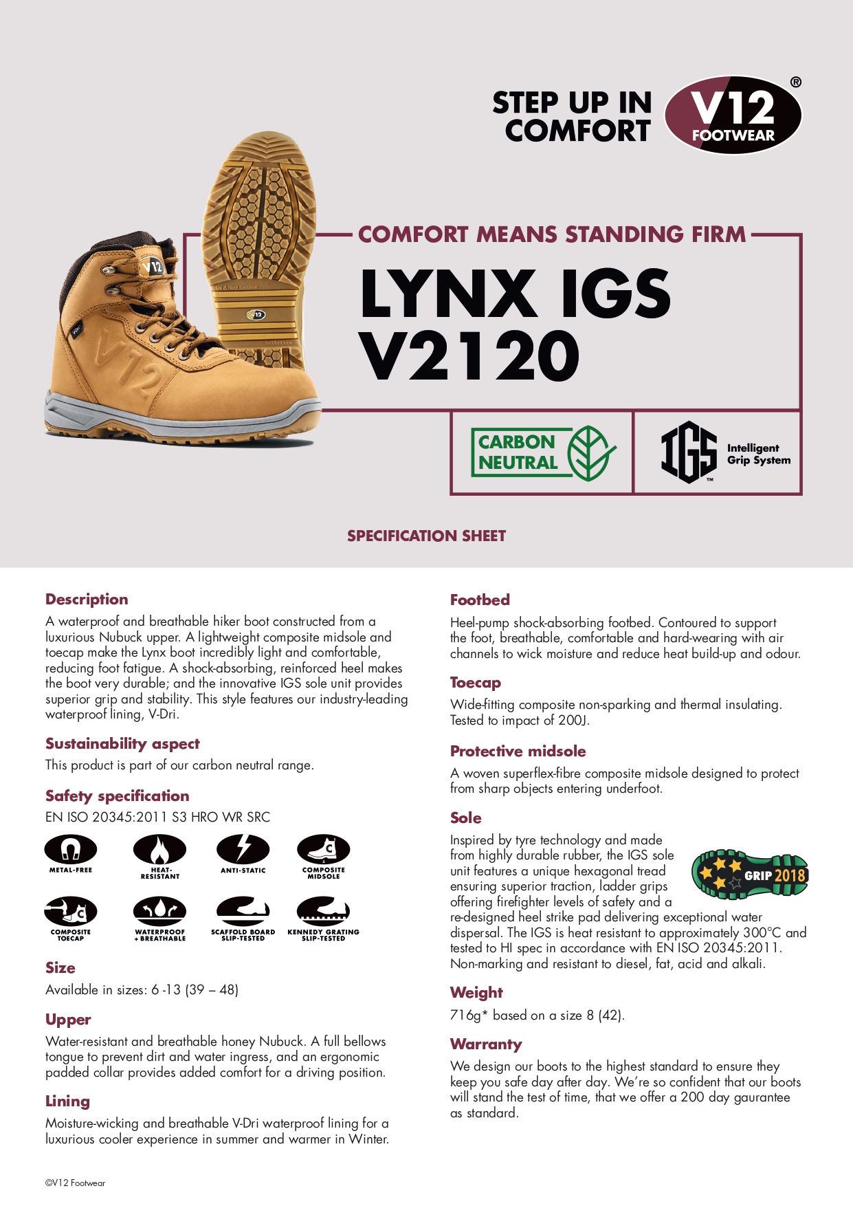 V12 Men's Lynx Carbon Neutral Boot . V12 Lynx Men's Carbon Neutral Safety Boots. Universal Site ...