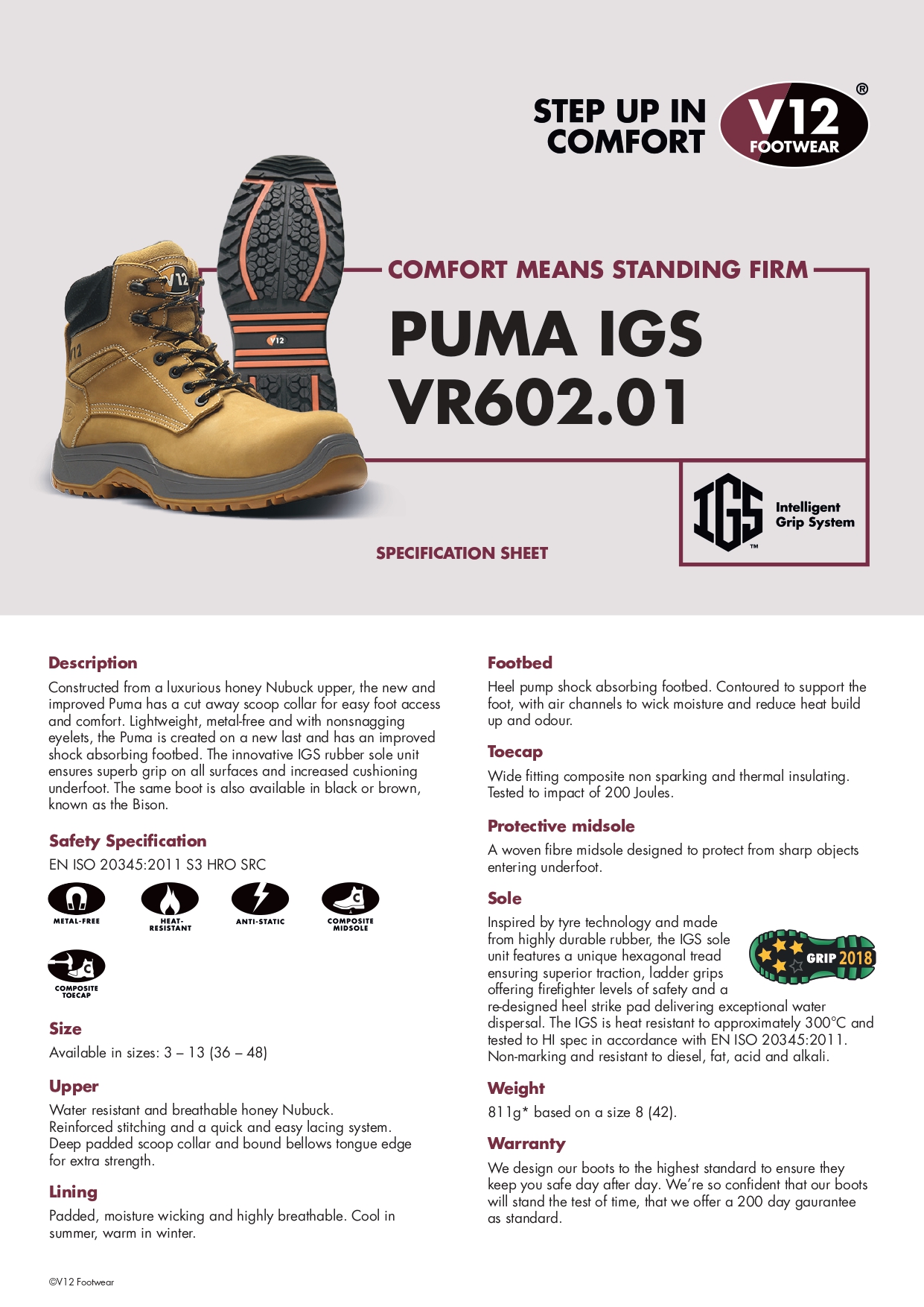 V12 Puma Boot. V12 Puma Boot. Universal Site Supplies